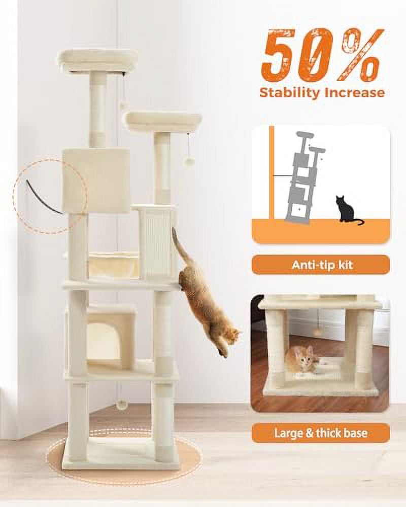 Cactus Cat Tree, 70.9" Tall Cat Tree for Indoor Cats, Large Cat Tree ...