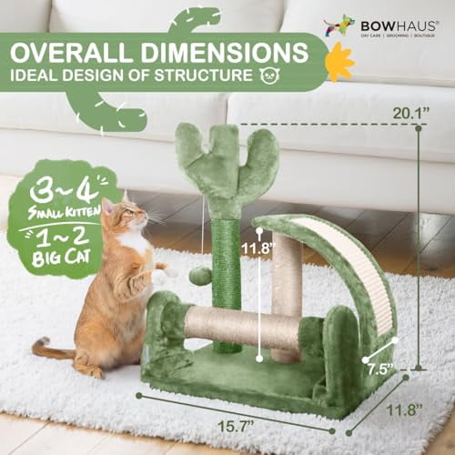 Cactus Cat Tree, Cactus Cat Tower with Thickened Base, Green Cat Tower ...