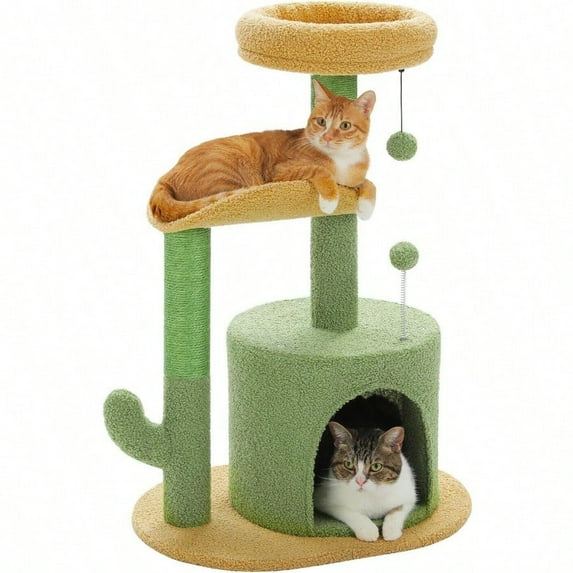 Cactus Cat Tree Small Cat Tower 32 Cat Scratching Post With Curved ...