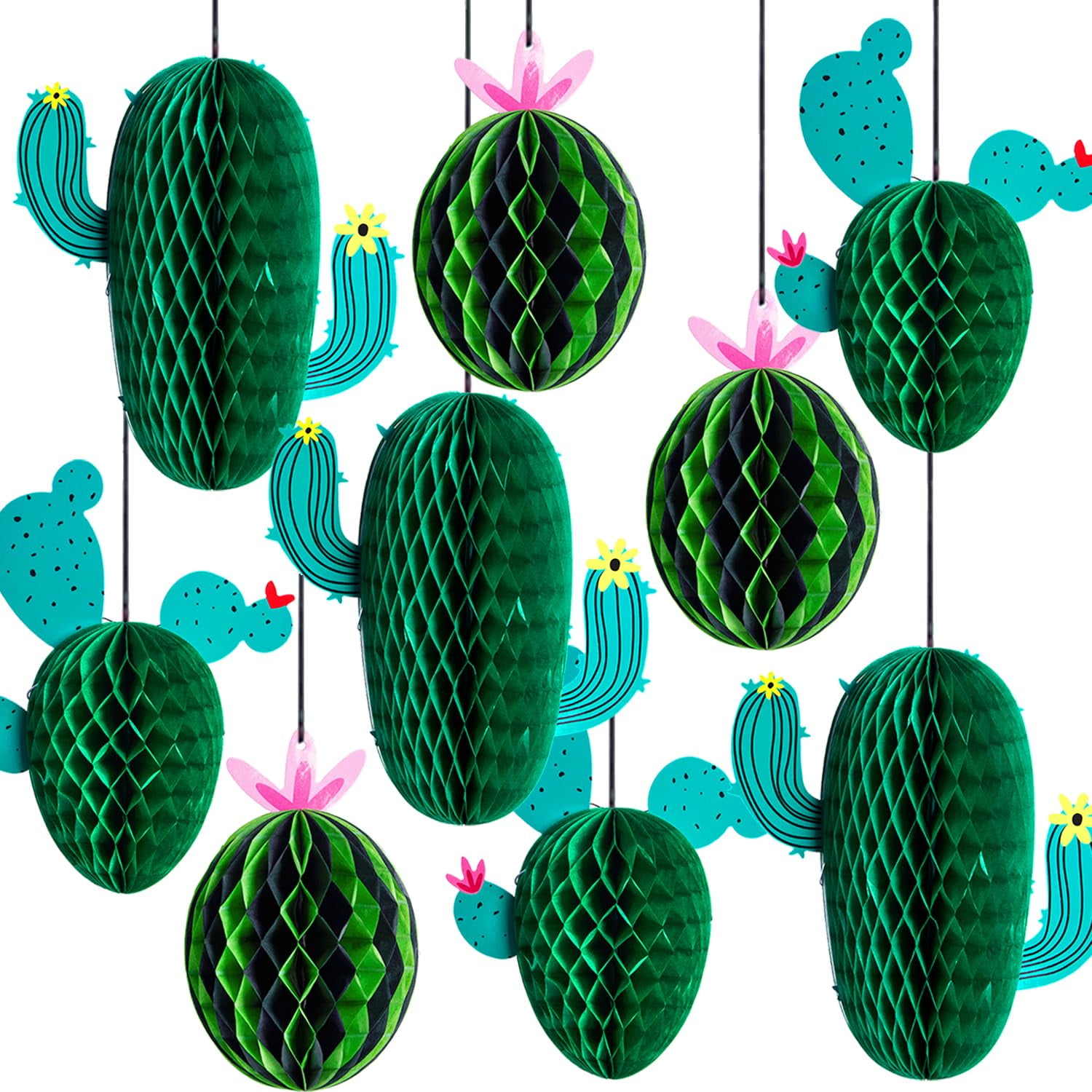 Cactus Centerpieces 9 Pcs Honeycomb Cactus Party Decorations for Fiesta ...