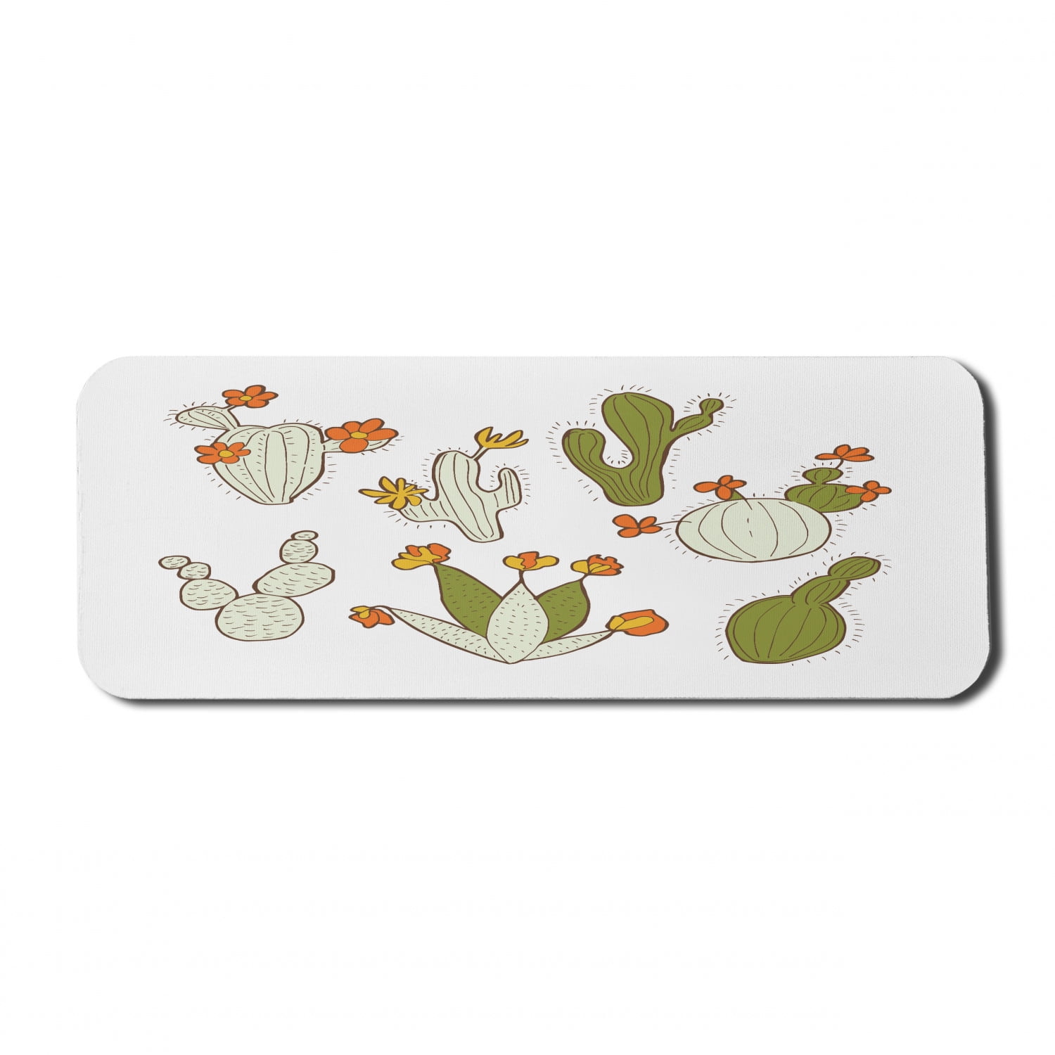 Cactus Computer Mouse Pad, Doodle Cacti with Flowers Exotic Western ...