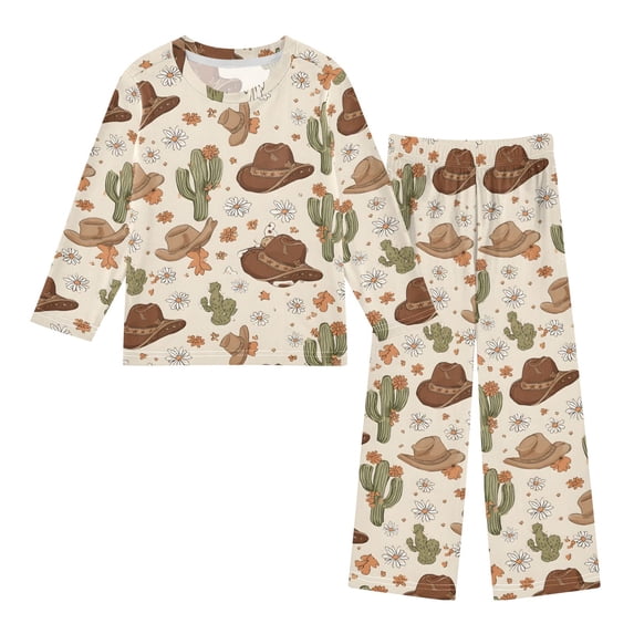 Cactus Cowboy Hat Cozy Soft Long Sleeves Top and Pants 2 Piece Cool Pjs ...