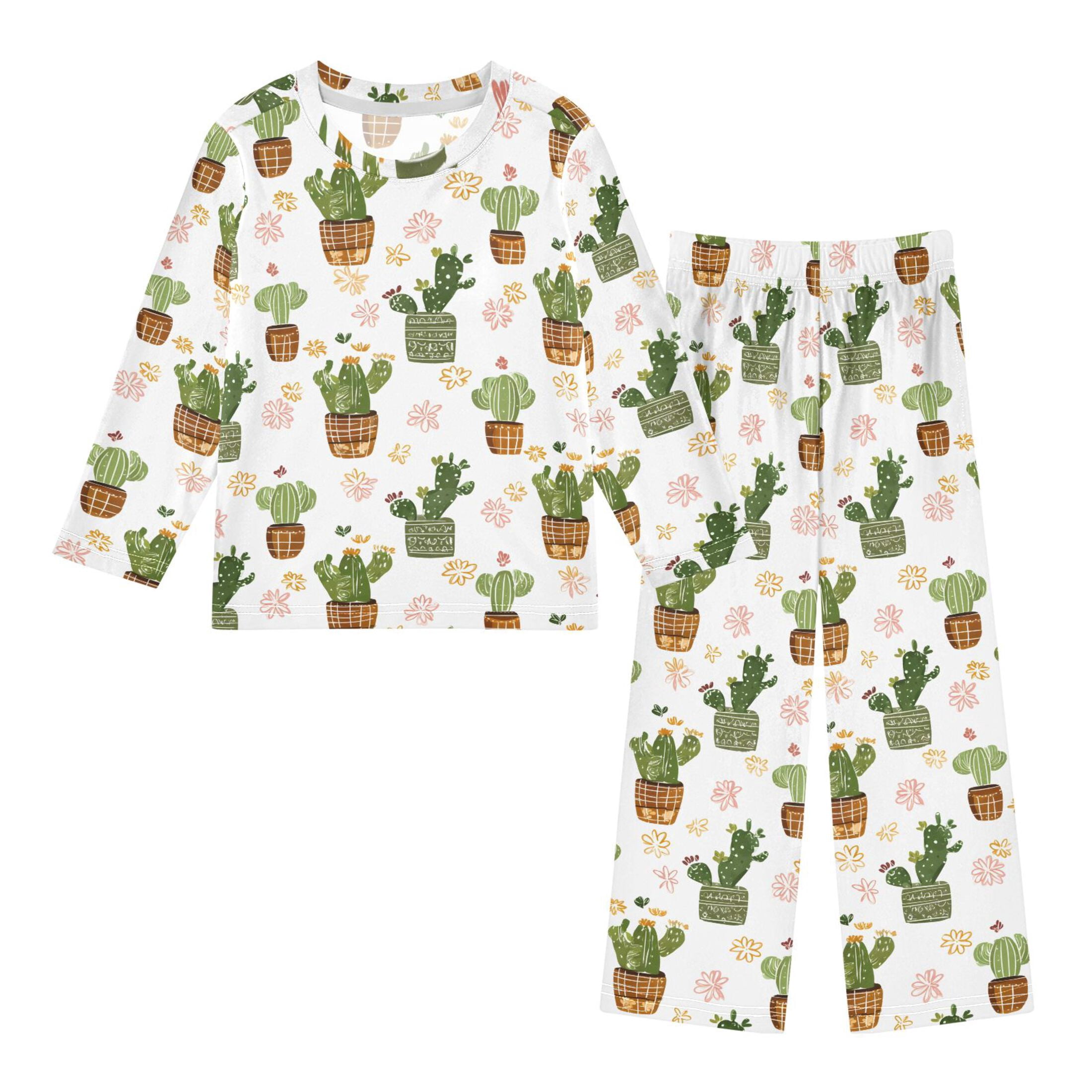 Cactus Cozy Soft Long Sleeves Top and Pants 2 Piece Cool Pjs Pajamas ...