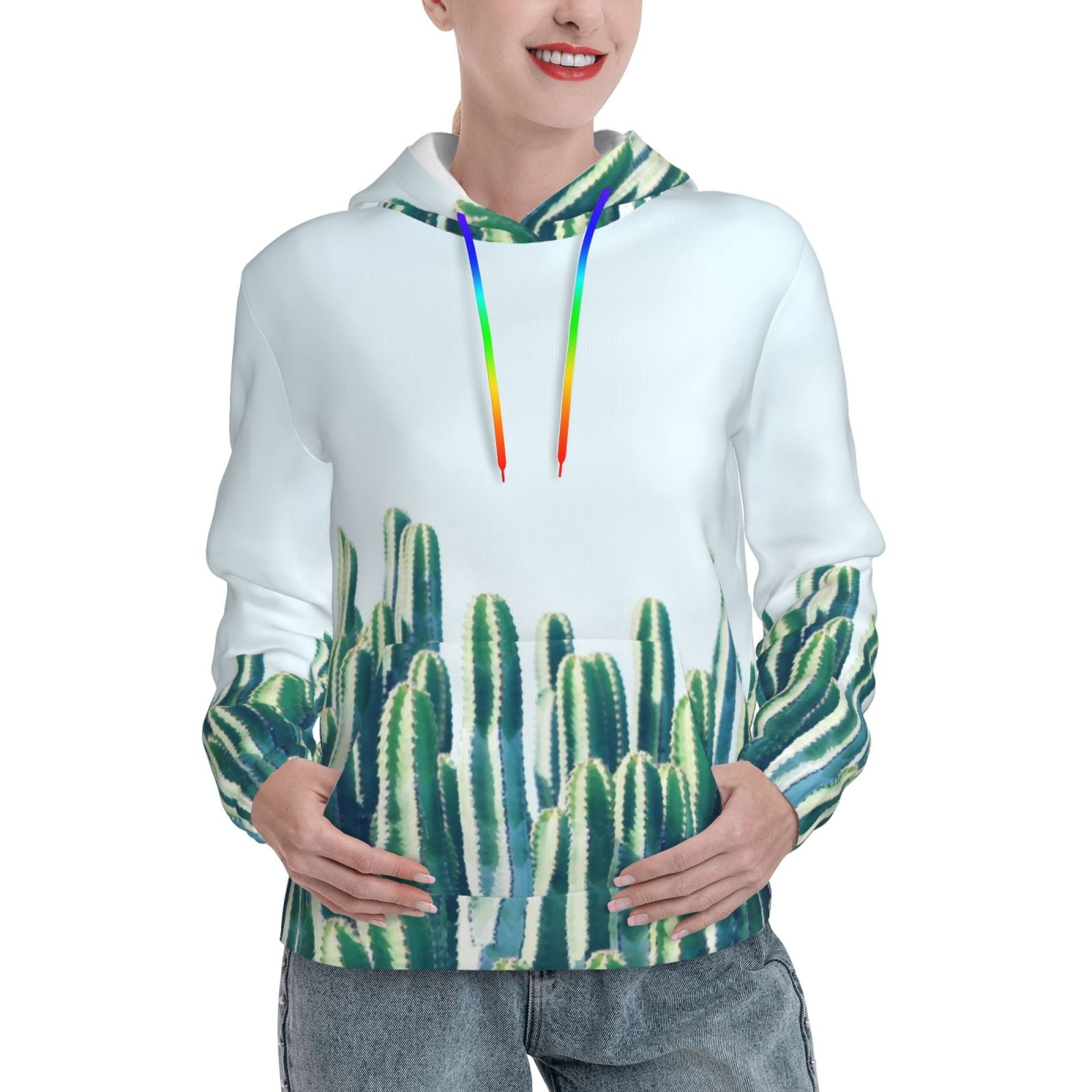 Cactus Cozy Women'S Hoodie Pullover Sweatshirt With Kangaroo Pocket For ...