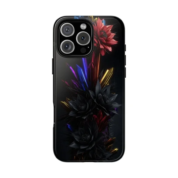 Cactus Crystal Black Flower Art Case for iPhone 17 through 11 Pro Max ...