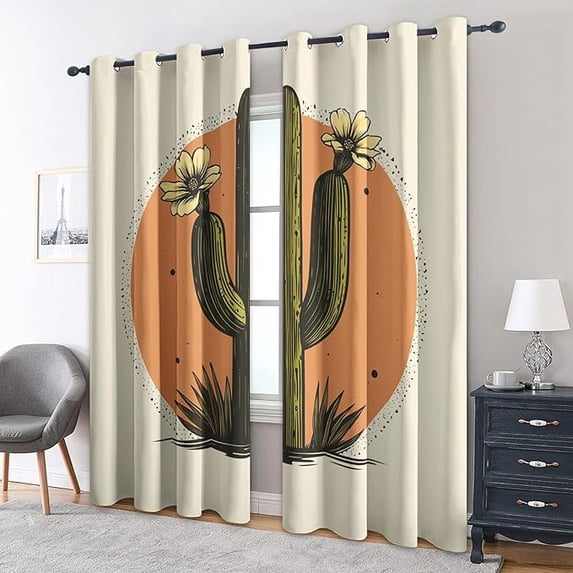 Cactus Curtains for Living Room, Desert Floral Plant Pattern Design ...