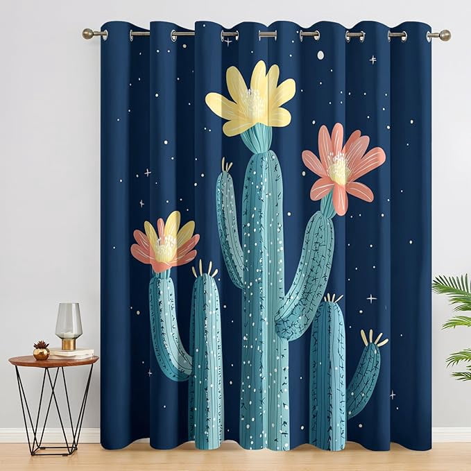 Cactus Curtains for Living Room, Succulent Floral Plant Pattern Design ...