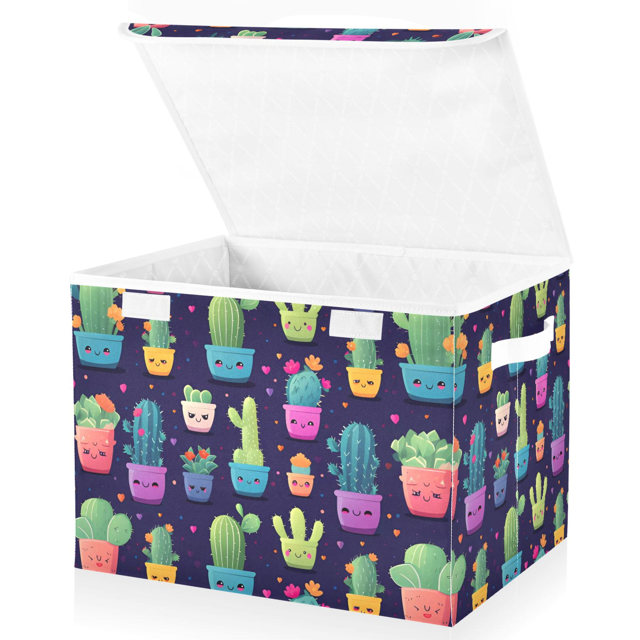 Cactus Cute Large Lidded Bin Foldable Storage Baskets Boxes Cubes Lids ...