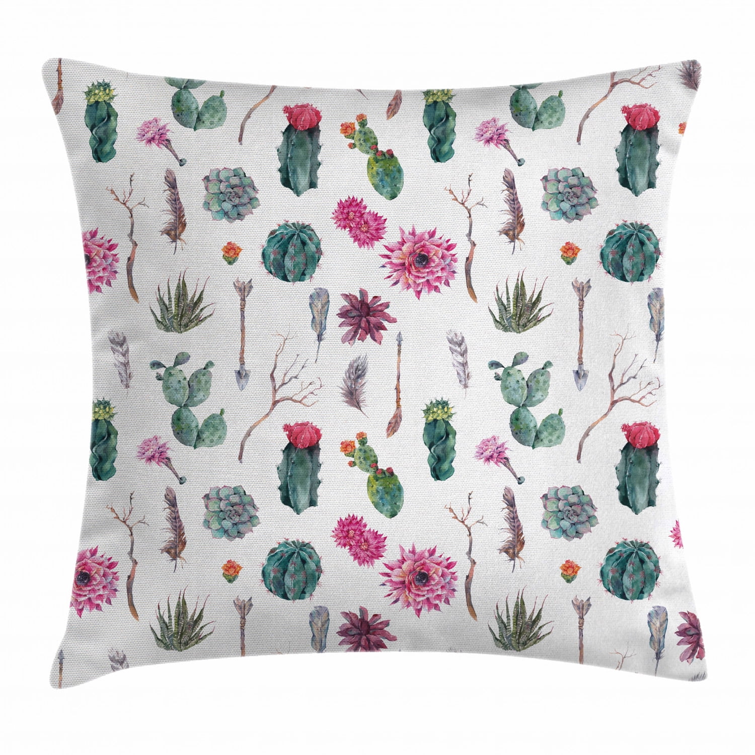 Cactus Decor Throw Pillow Cushion Cover, Vintage Botanical Pattern ...