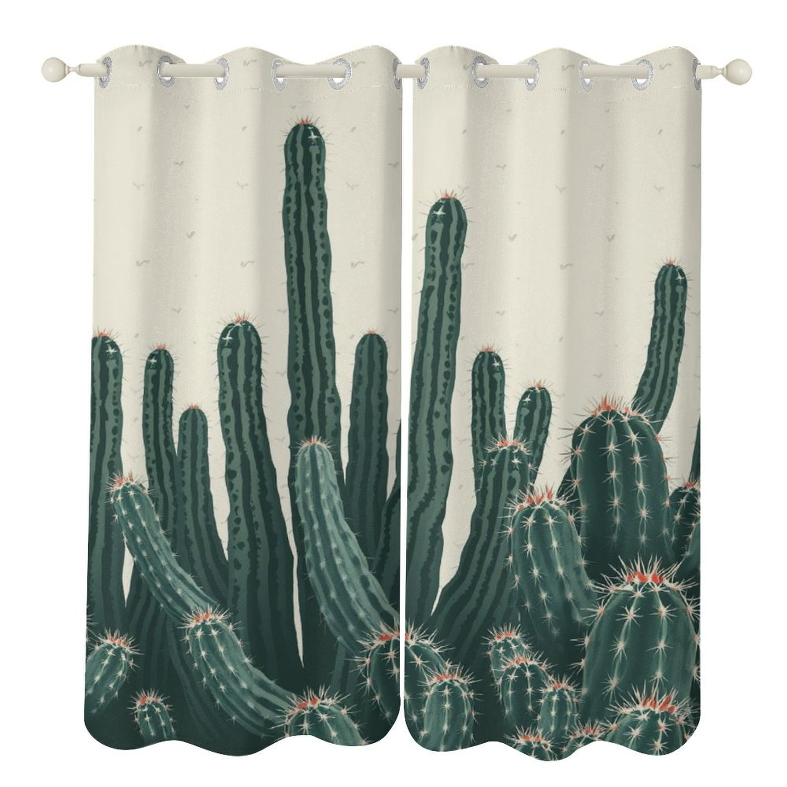 Cactus Desert Garden Window Curtains Drapes Bedroom Living Room Kitchen ...