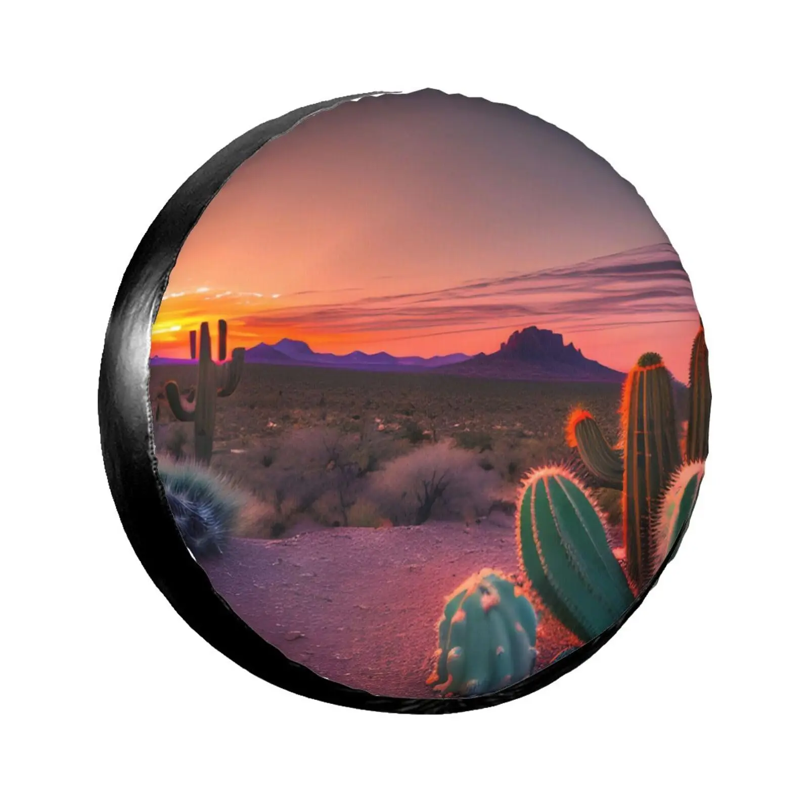 Cactus Desert Sunset Print Tire Safety Shield Universal Polyester Tire ...