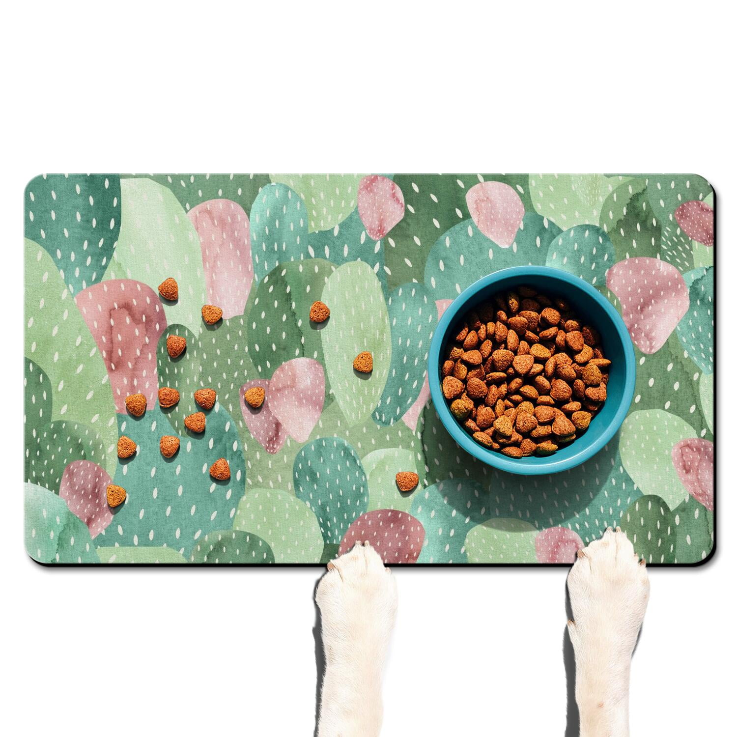 Cactus Dog Food Mat with Whimsical Fairy Tale Cactus and Boho Cactus ...