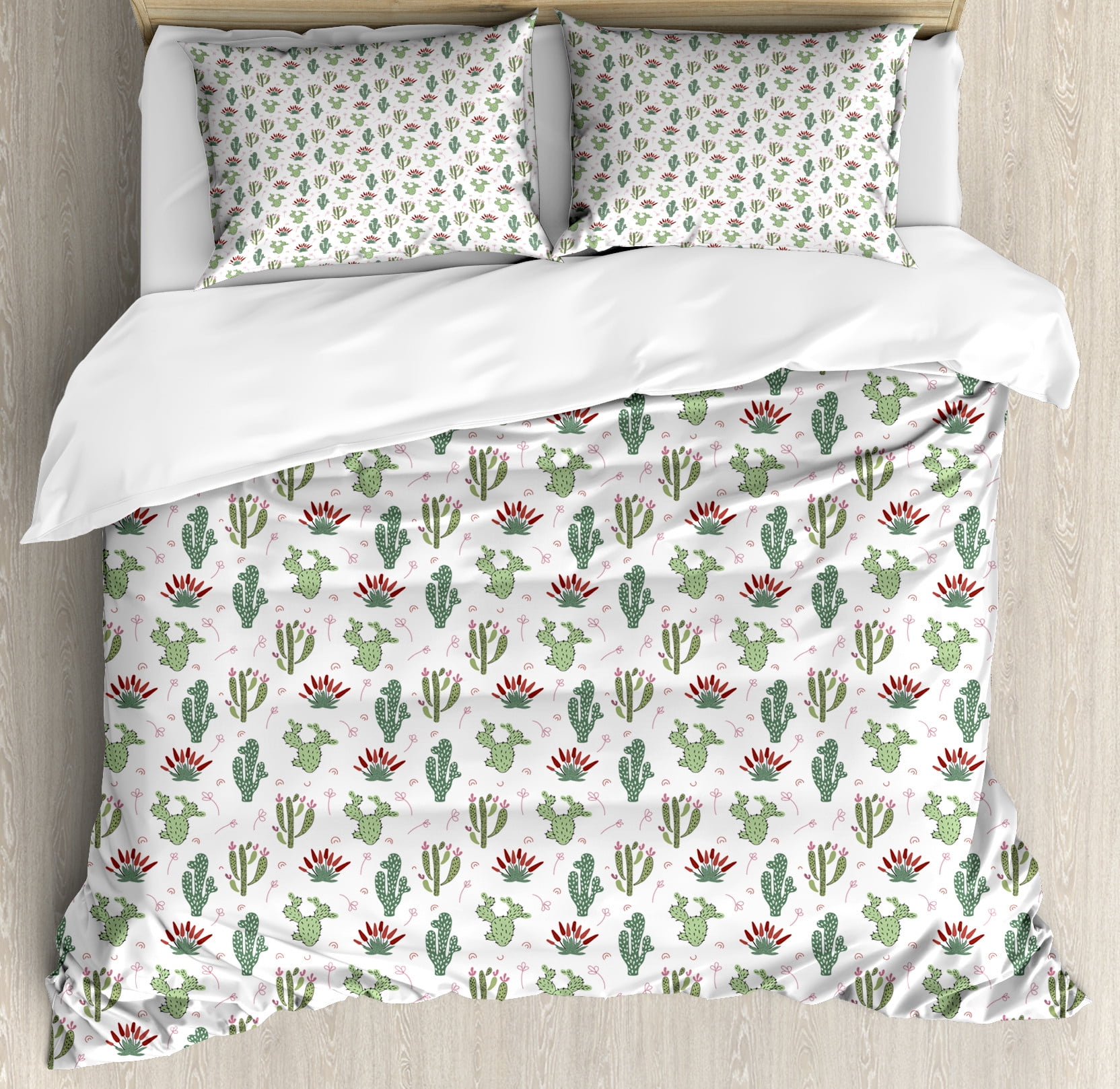 Cactus Duvet Cover Set, Botanical Design with Prickle Desert Plants and ...
