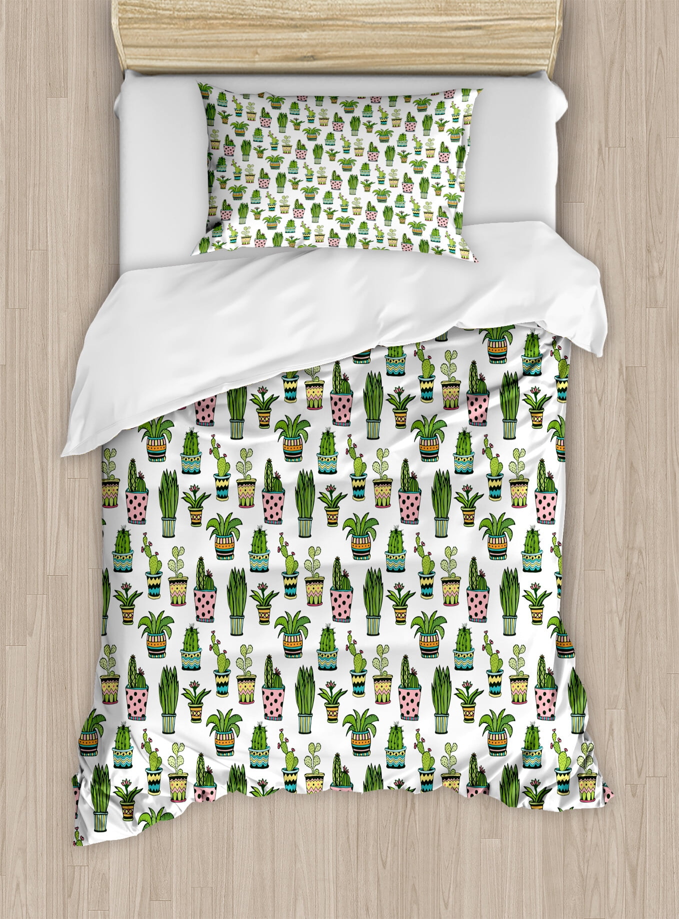Cactus Duvet Cover Set, Colorful Succulent Houseplants and Cactus ...