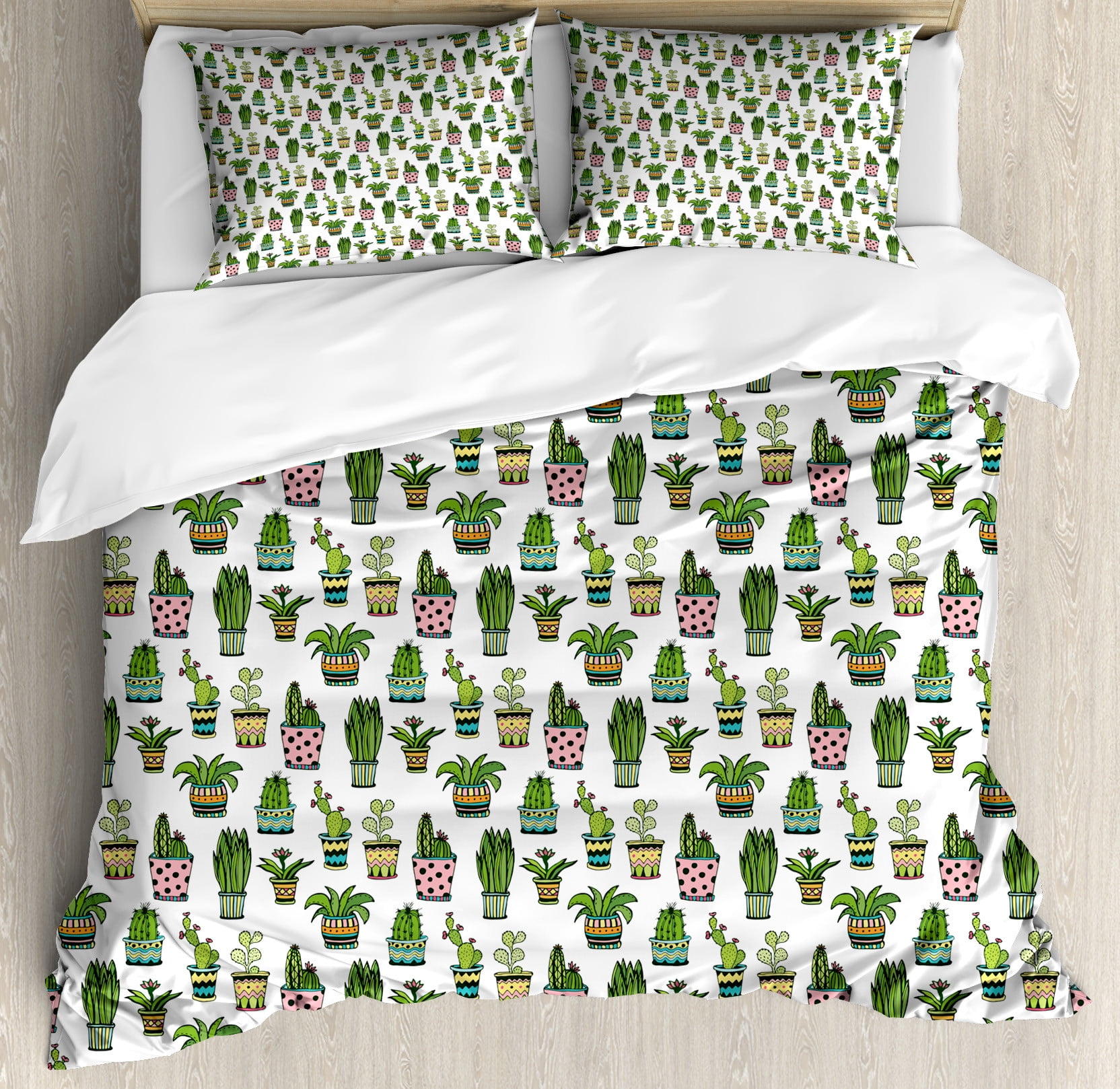 Cactus Duvet Cover Set, Colorful Succulent Houseplants and Cactus ...