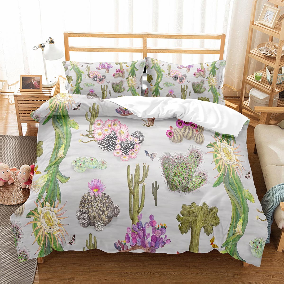 Cactus Duvet Cover Set Desert Plants Pattern Comforter Cover Double ...