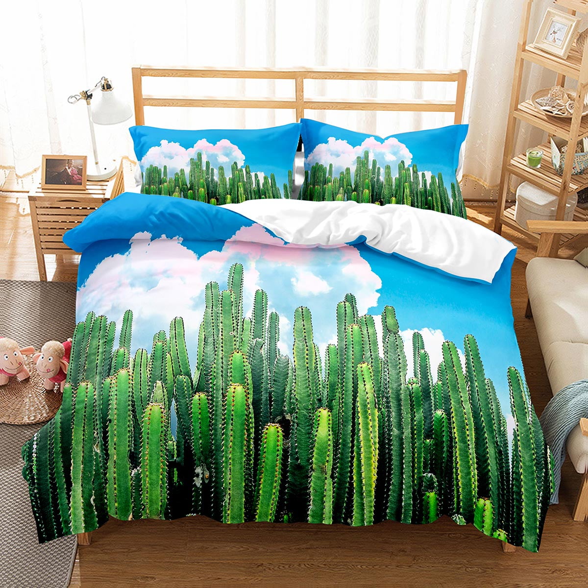 Cactus Duvet Cover Set Desert Plants Pattern Comforter Cover Double ...