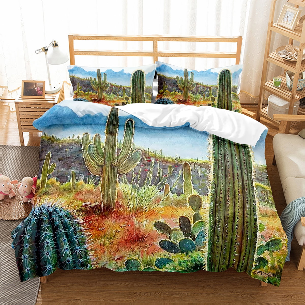 Cactus Duvet Cover Set Desert Plants Pattern Comforter Cover Double ...
