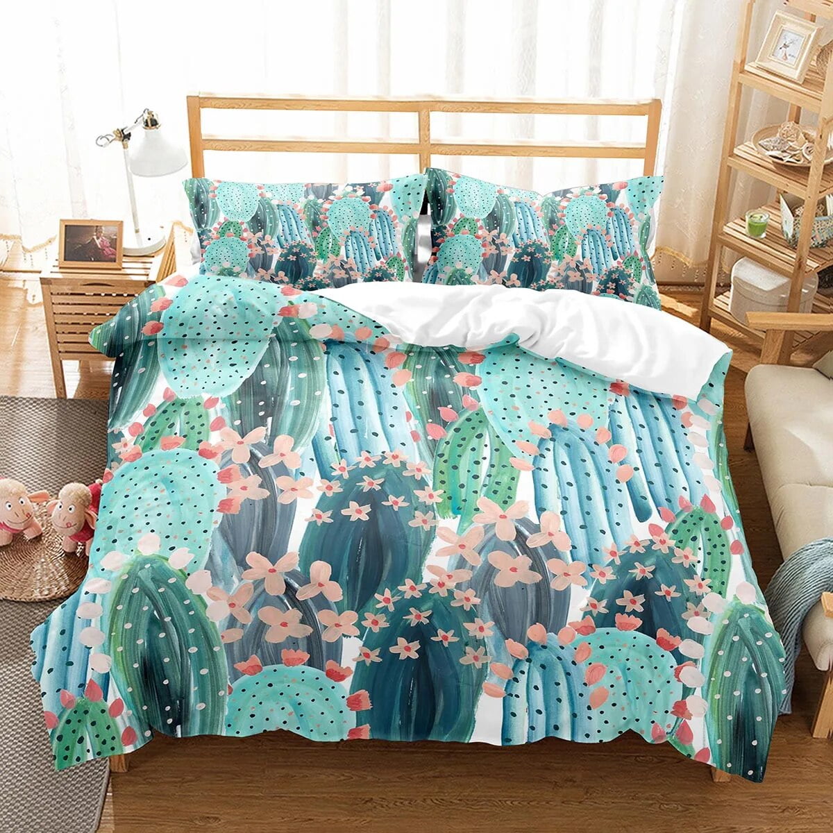 Cactus Duvet Cover Set Desert Plants Pattern Comforter Cover Double ...
