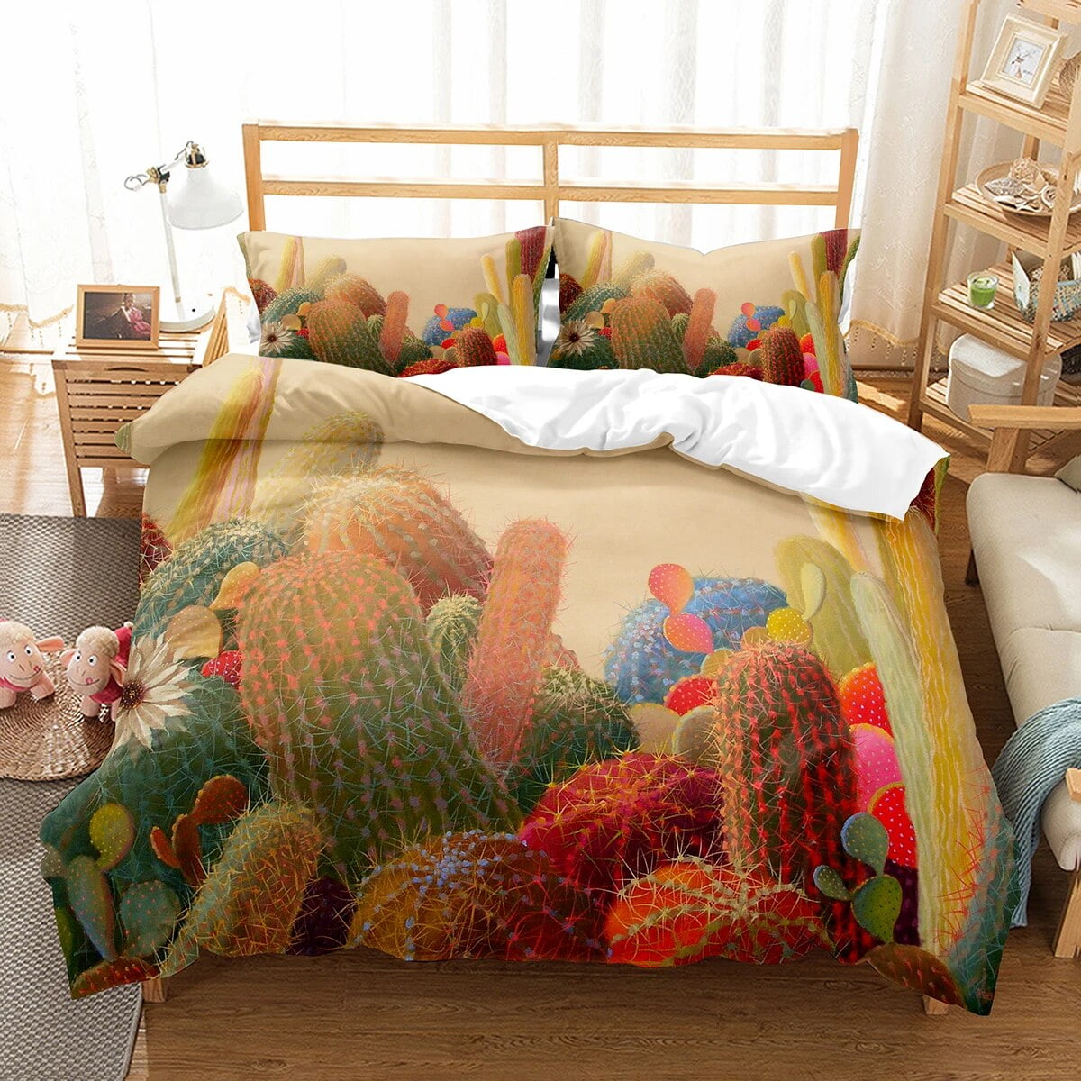 Cactus Duvet Cover Set Desert Plants Pattern Comforter Cover Double ...