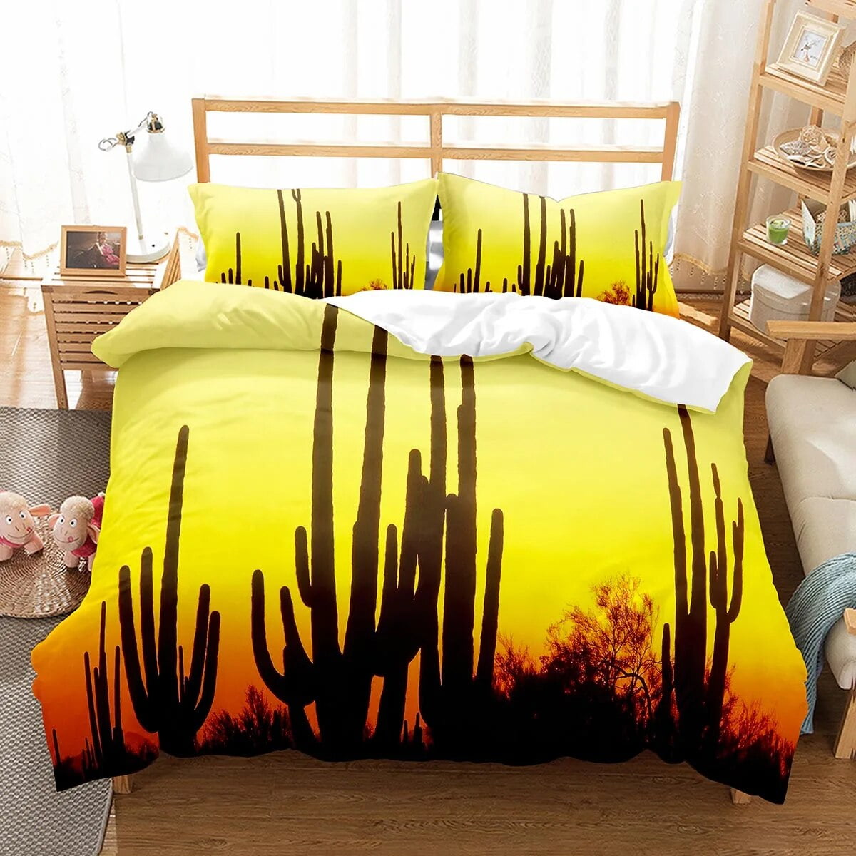 Cactus Duvet Cover Set Desert Plants Pattern Comforter Cover Double ...