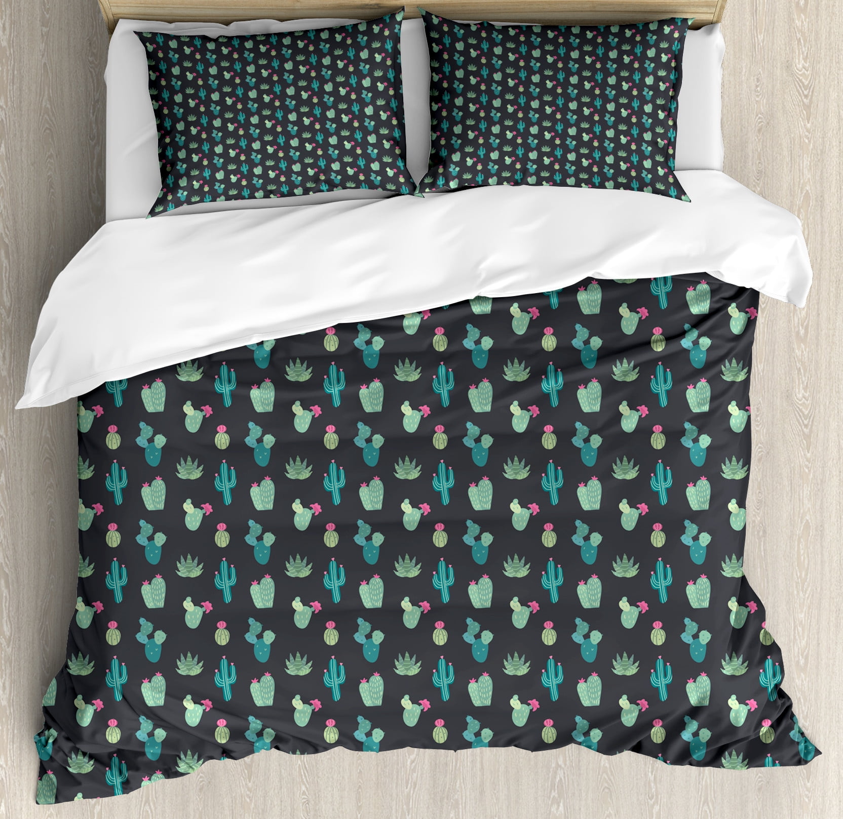 Cactus Duvet Cover Set, Exotic and Modern Demonstration of Cacti and ...