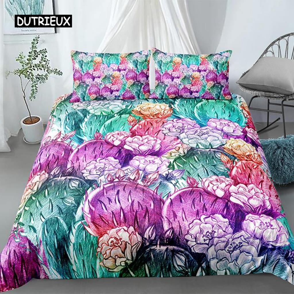 Cactus Duvet Cover Set Exotic Plant Prickly Pear Succulents Bedding Set ...