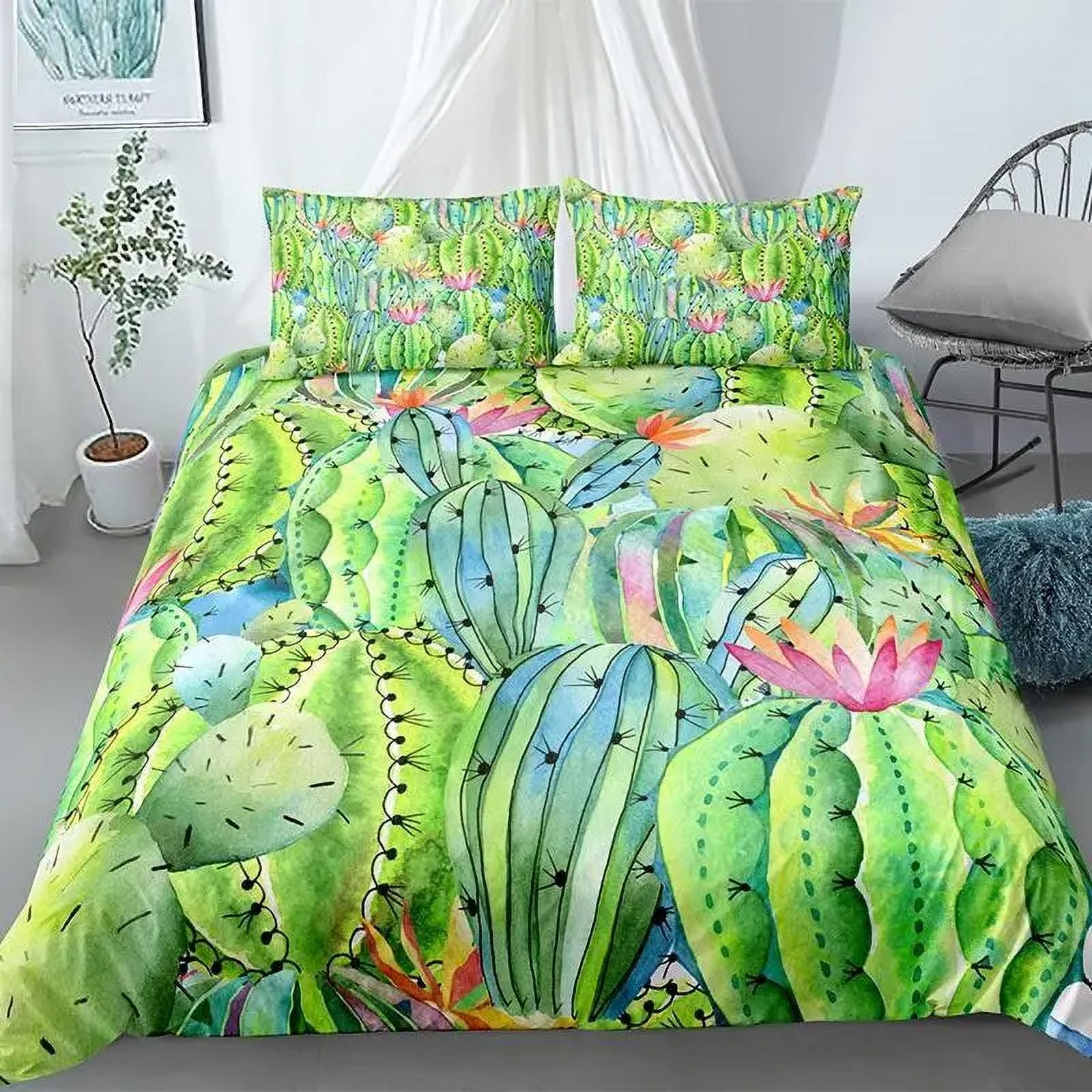 Cactus Duvet Cover Set Exotic Plant Prickly Pear Succulents Bedding Set ...