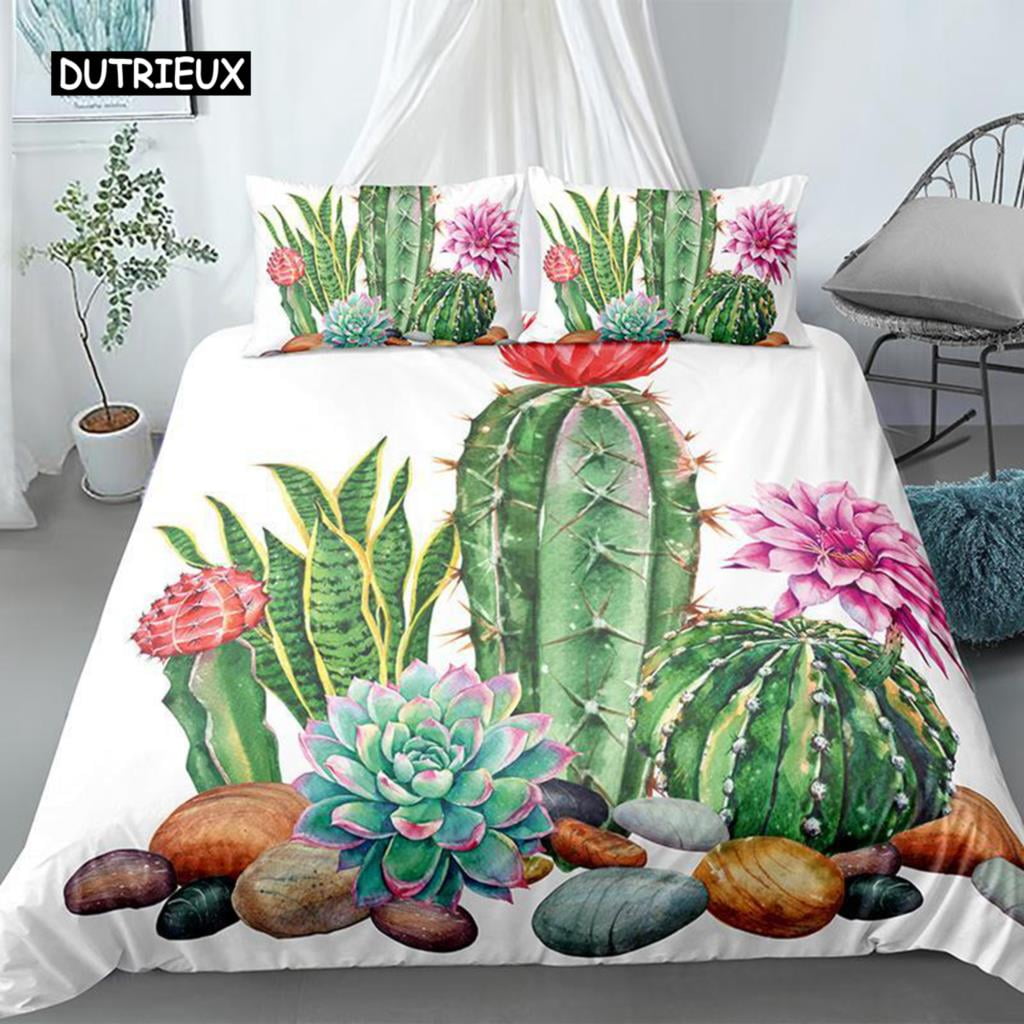 Cactus Duvet Cover Set Exotic Plant Prickly Pear Succulents Bedding Set ...