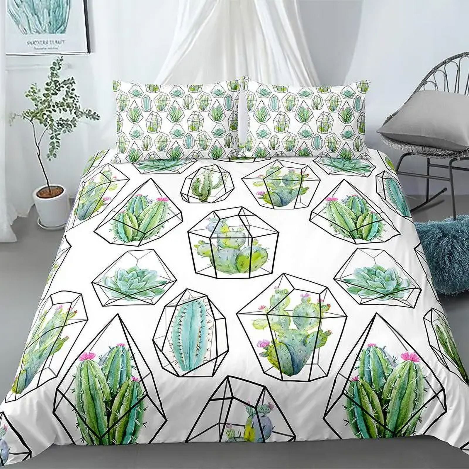 Cactus Duvet Cover Set Exotic Plant Prickly Pear Succulents Bedding Set ...