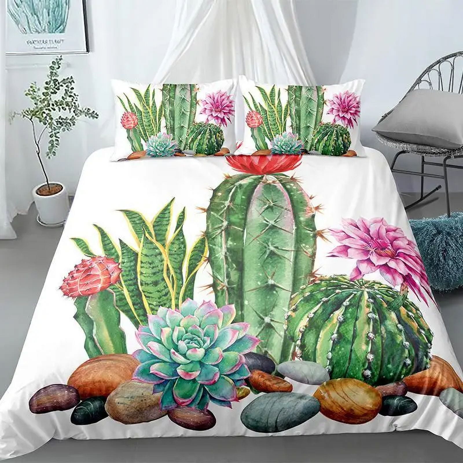 Cactus Duvet Cover Set Exotic Plant Prickly Pear Succults Bedding Set ...