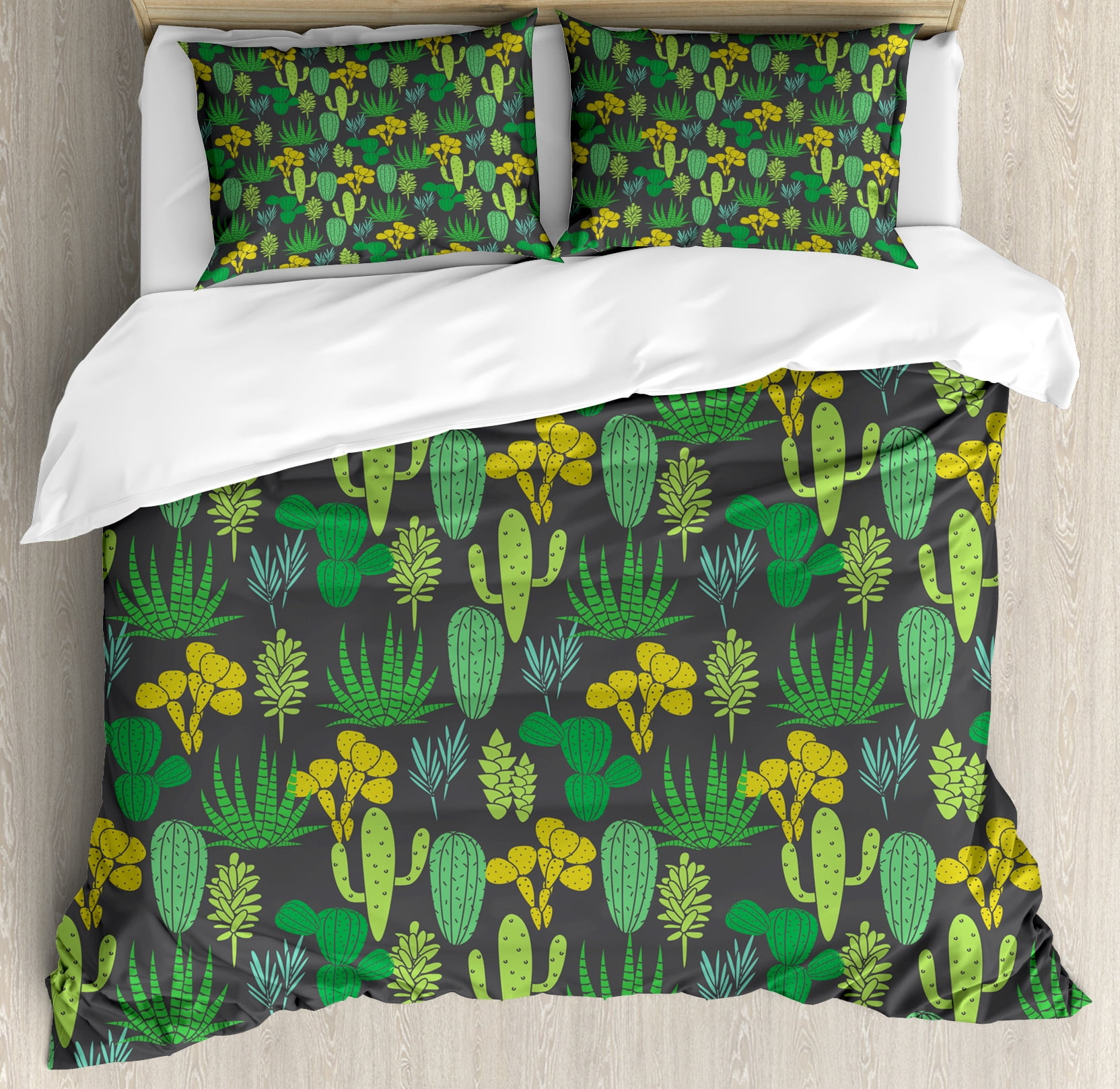 Cactus Duvet Cover Set, Hand Drawn Various Spined Desert Cacti ...
