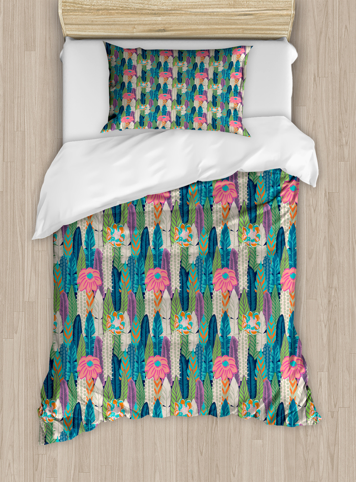 Cactus Duvet Cover Set, Pastel Succulents Flowers with Exotic Branches ...
