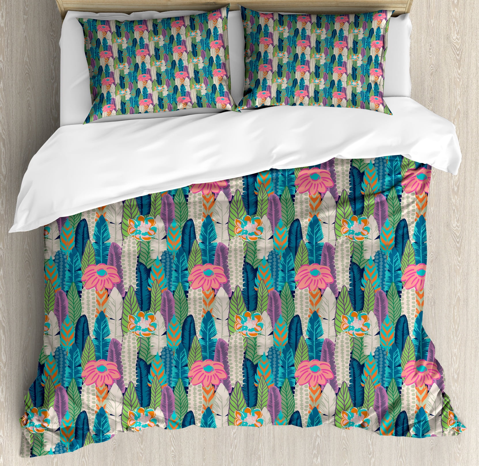 Cactus Duvet Cover Set, Pastel Succulents Flowers with Exotic Branches ...