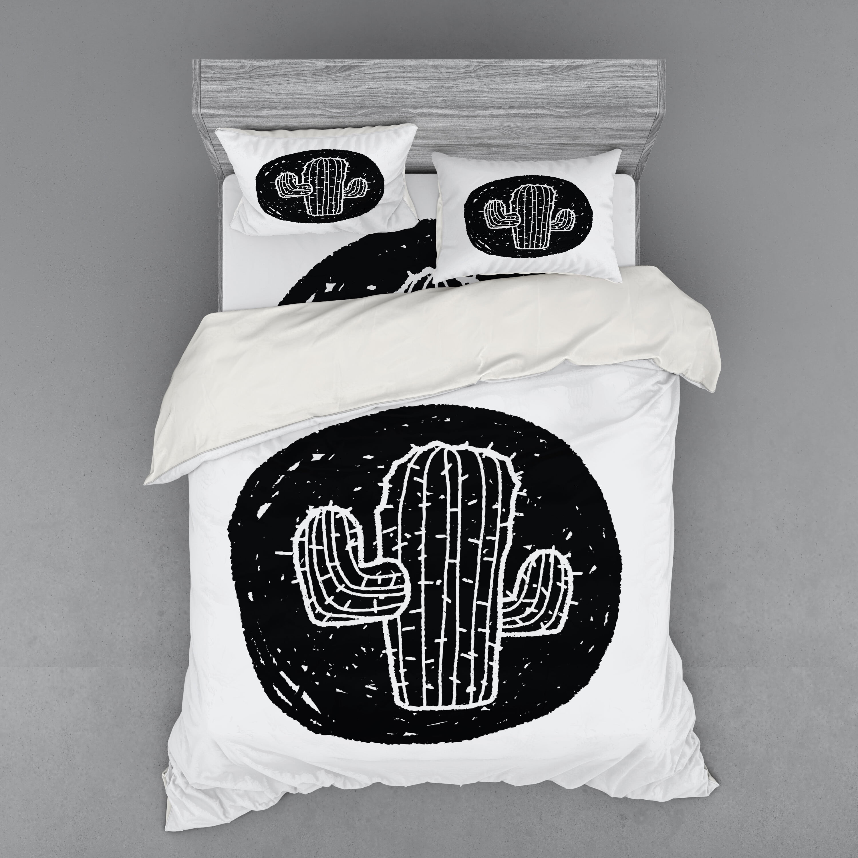 Ambesonne Cactus Bedding Set 4 Pcs, Saguaro Plant Theme, Queen, Black ...
