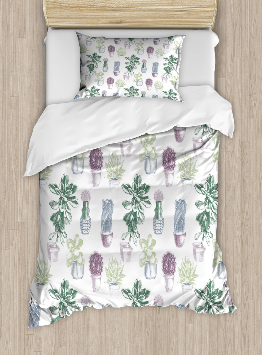 Cactus Duvet Cover Set Twin Size, Mexican Local Plants Succulents ...
