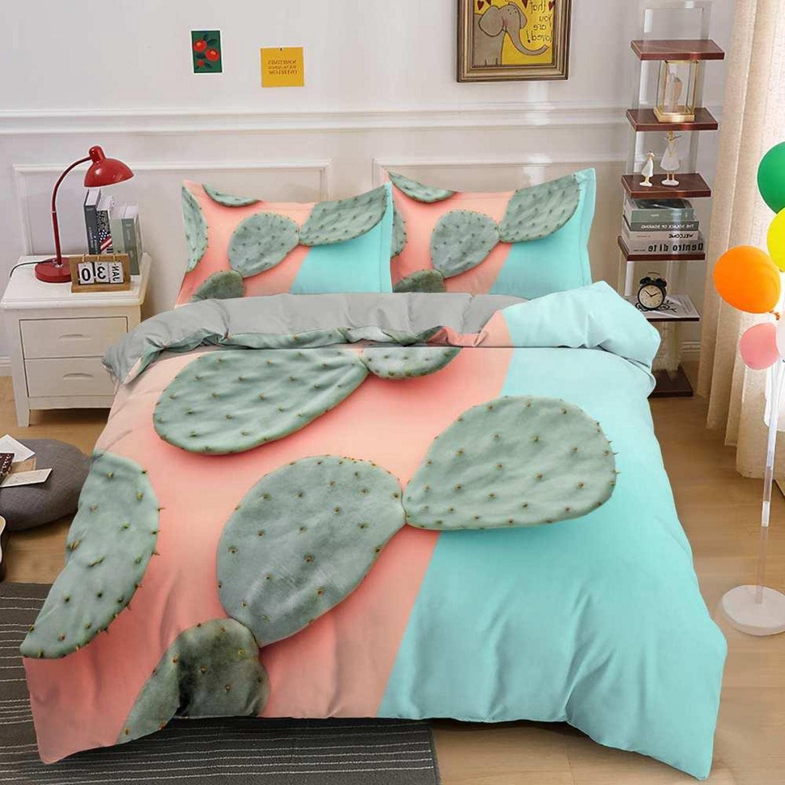 Cactus Duvet Cover Spring Garden Style Bouquet of ny Plants Blossoms ...