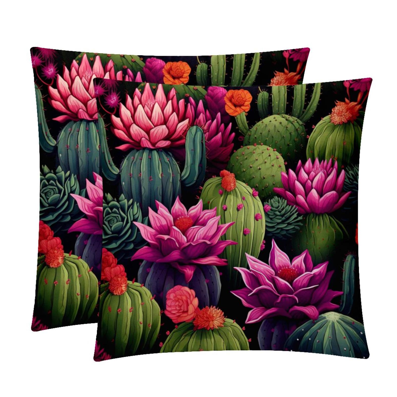 Cactus Elegant Velvet Covers - Set of 2, Decorative Bed Pillow Cases ...