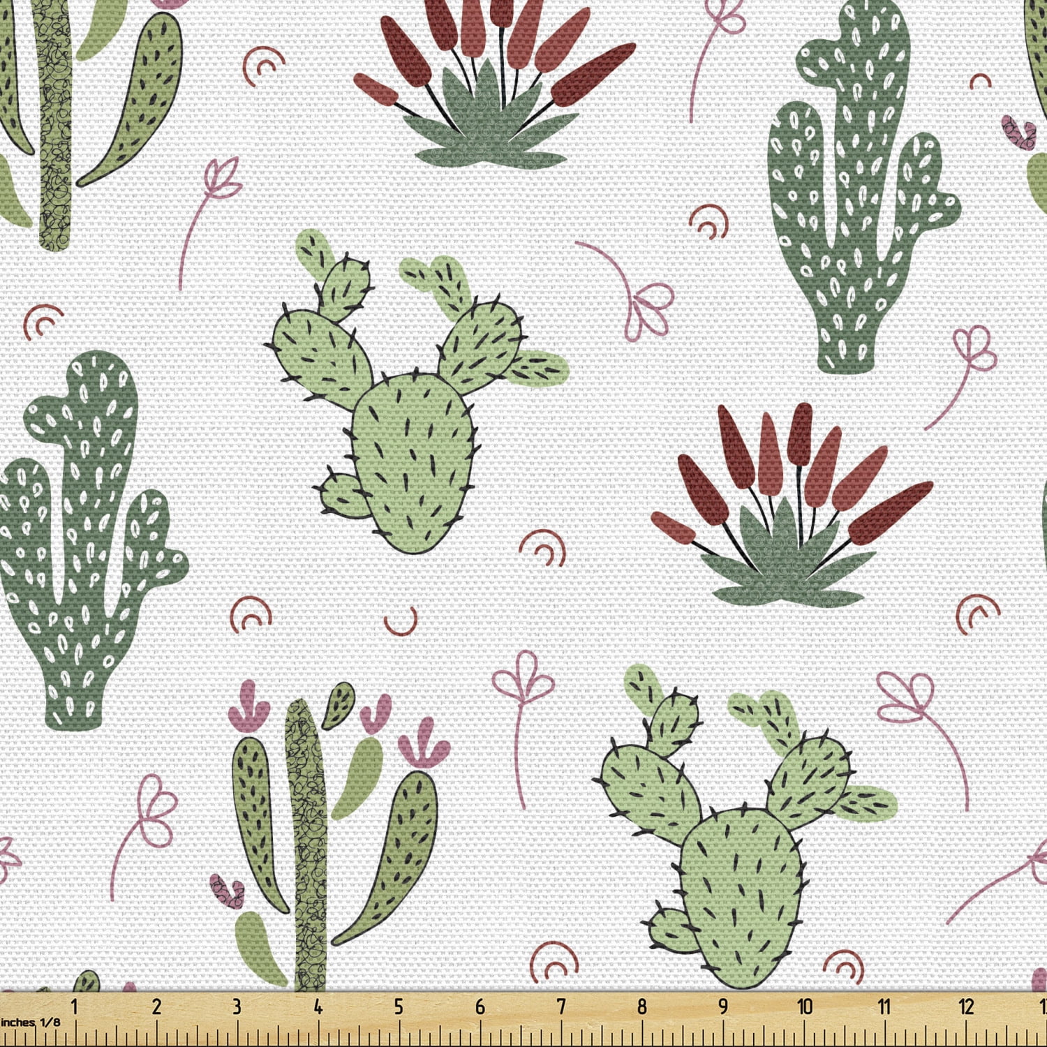 Ambesonne Cactus Fabric by the Yard Upholstery, Prickle Desert Plants ...