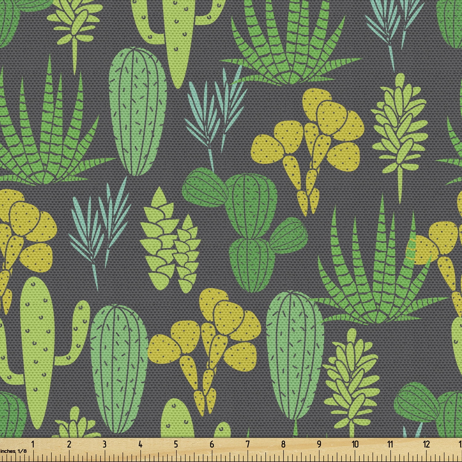 Ambesonne Cactus Fabric by the Yard Upholstery, Desert Succulent Plant ...