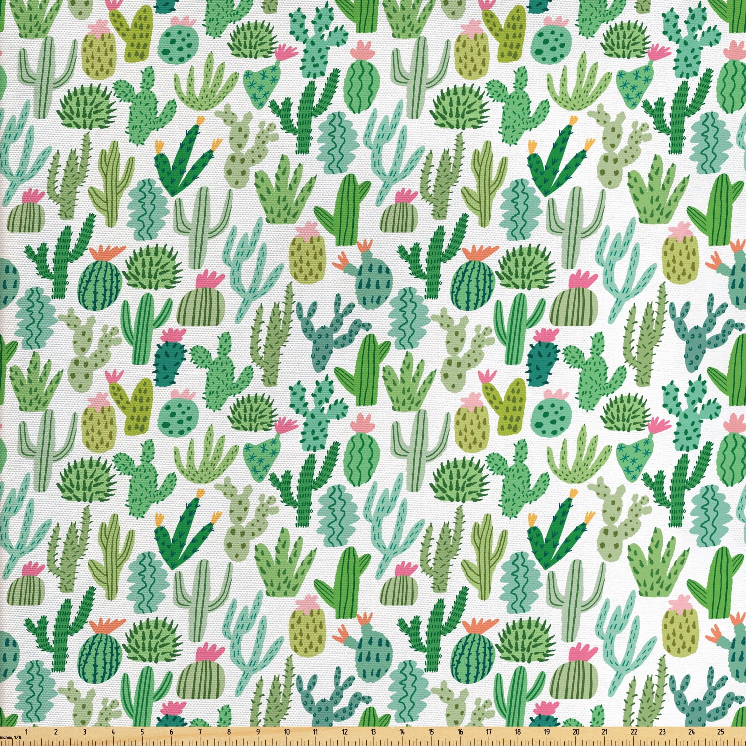 Ambesonne Cactus Fabric by the Yard Upholstery, Mexican Theme Cacti ...