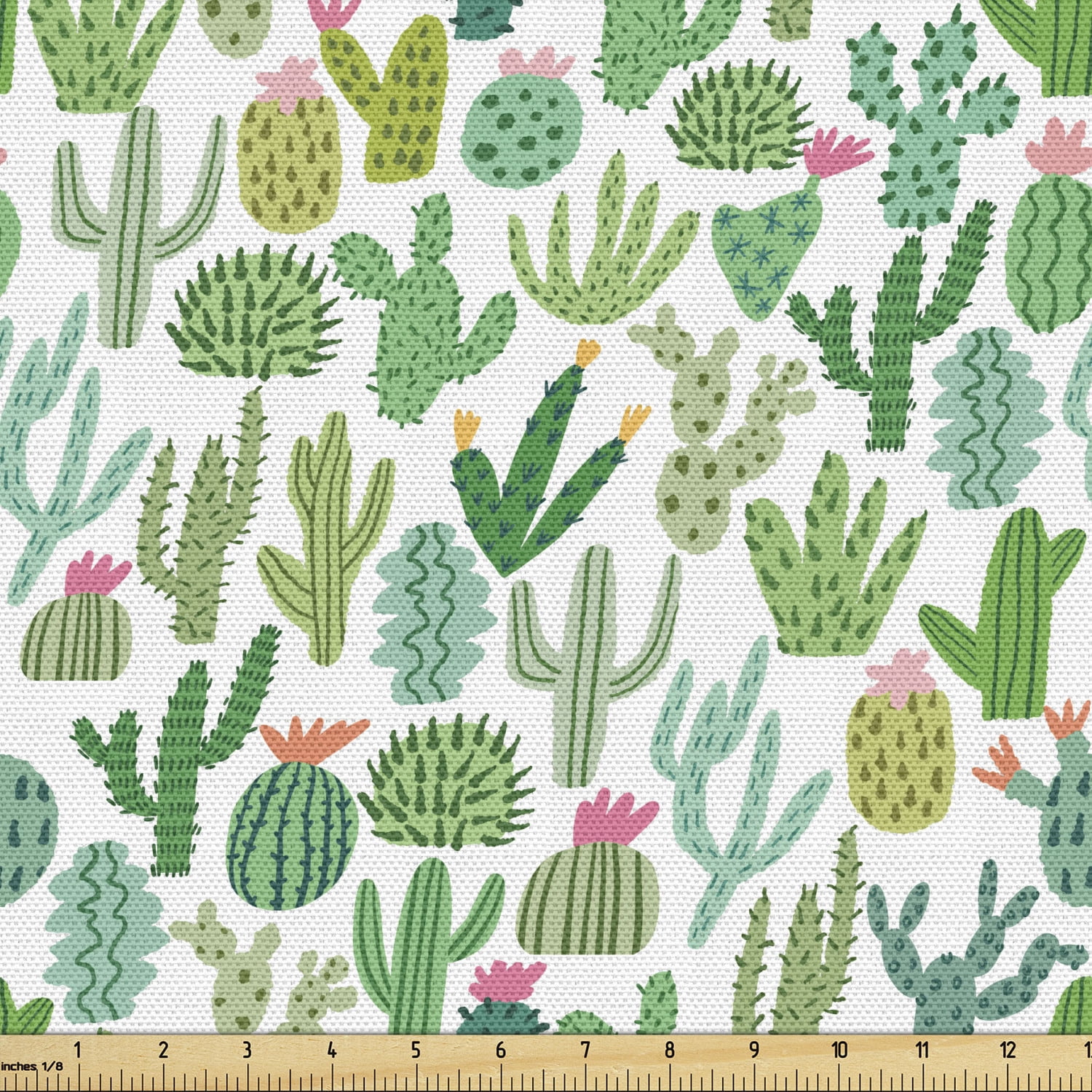 Ambesonne Cactus Fabric by the Yard Upholstery, Mexican Theme Cacti ...