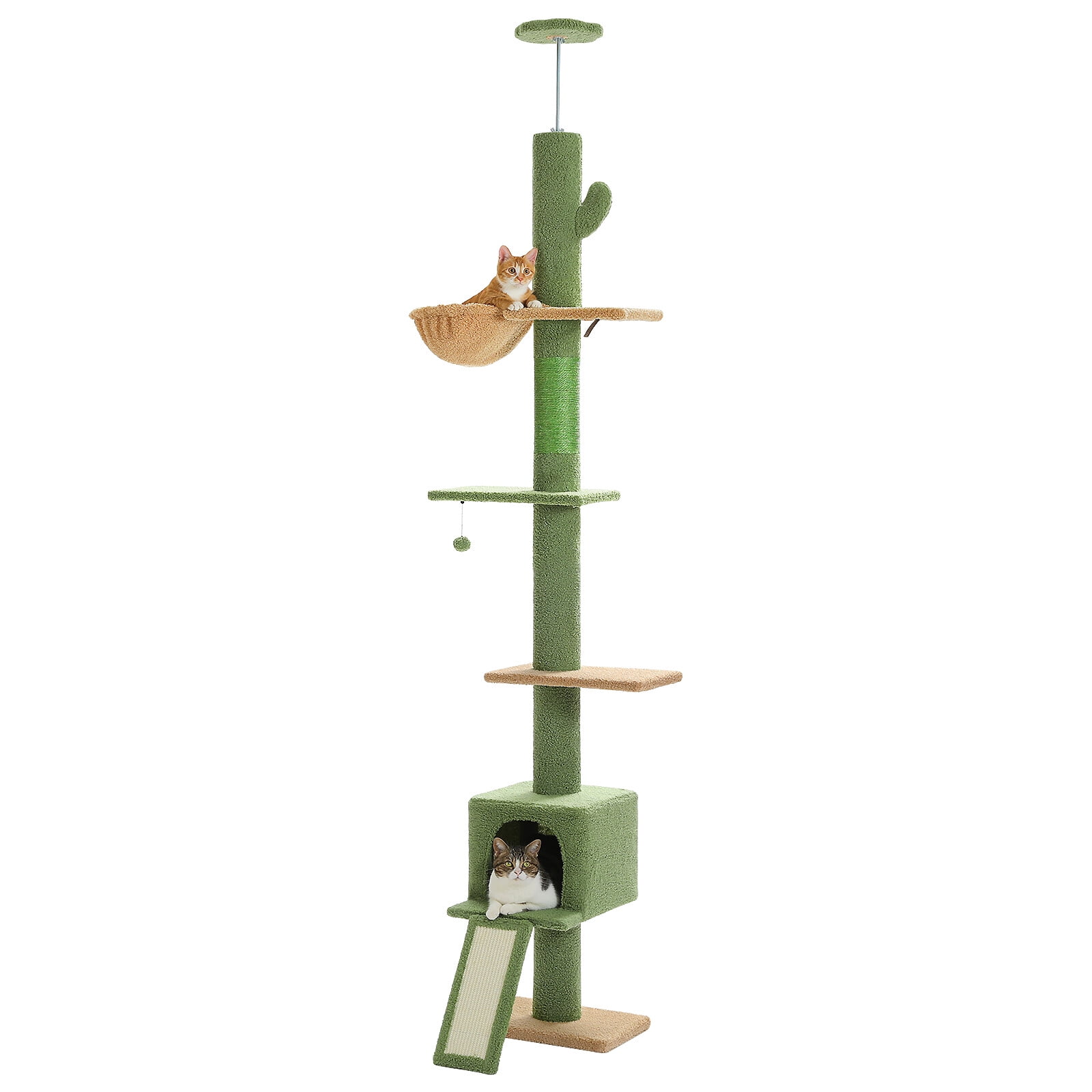 Cactus Floor to Ceiling Cat Tower with Adjustable Height(95-108 Inches ...
