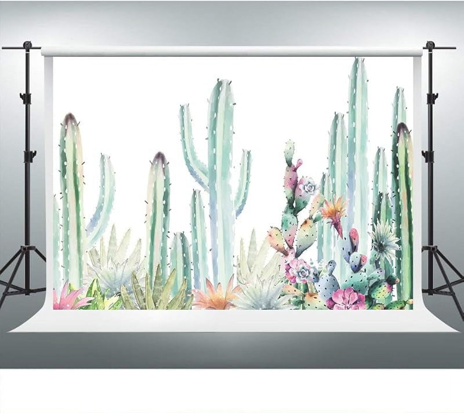 Cactus Floral Backdrop Watercolor Desert Plants Photography Background ...