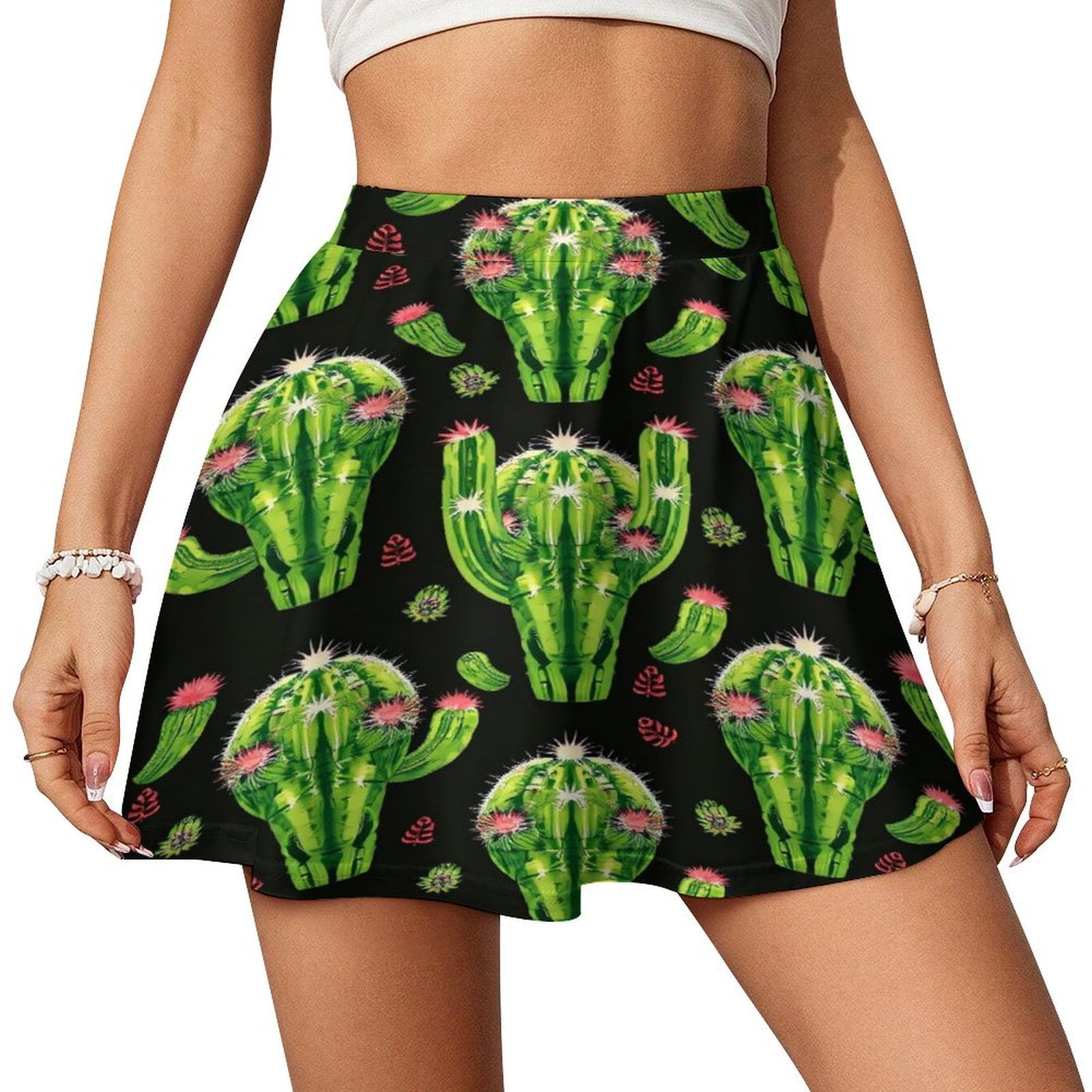 Cactus Floral Pattern Skirt Female Mini Skirts Summer Harajuku High ...