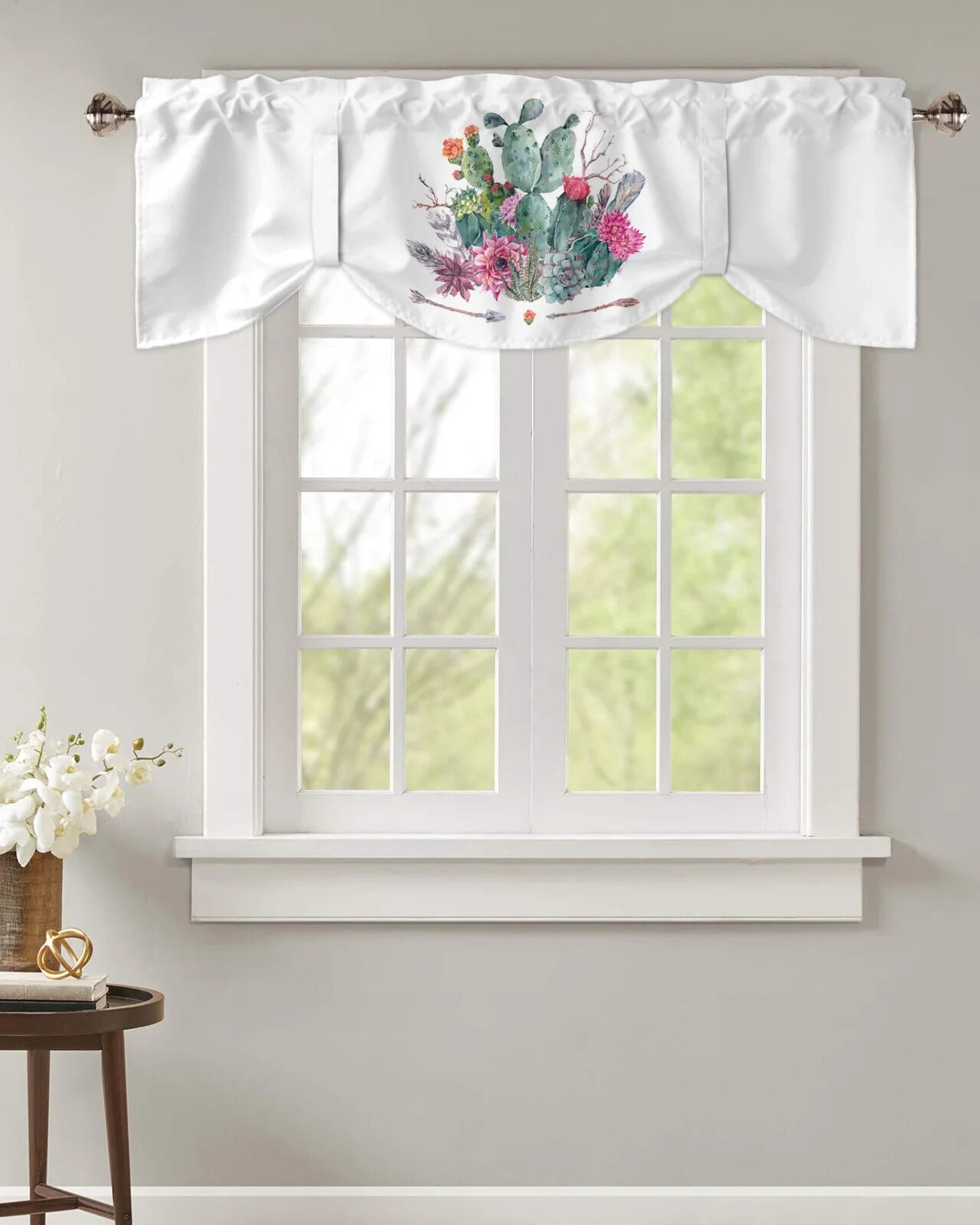 Cactus Flower Arrow Window Curtain Kitchen Cabinet Coffee Tie-Up ...