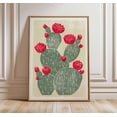 Cactus Flower Mexican Desert Green Red Linocut Boho Botanical Art ...