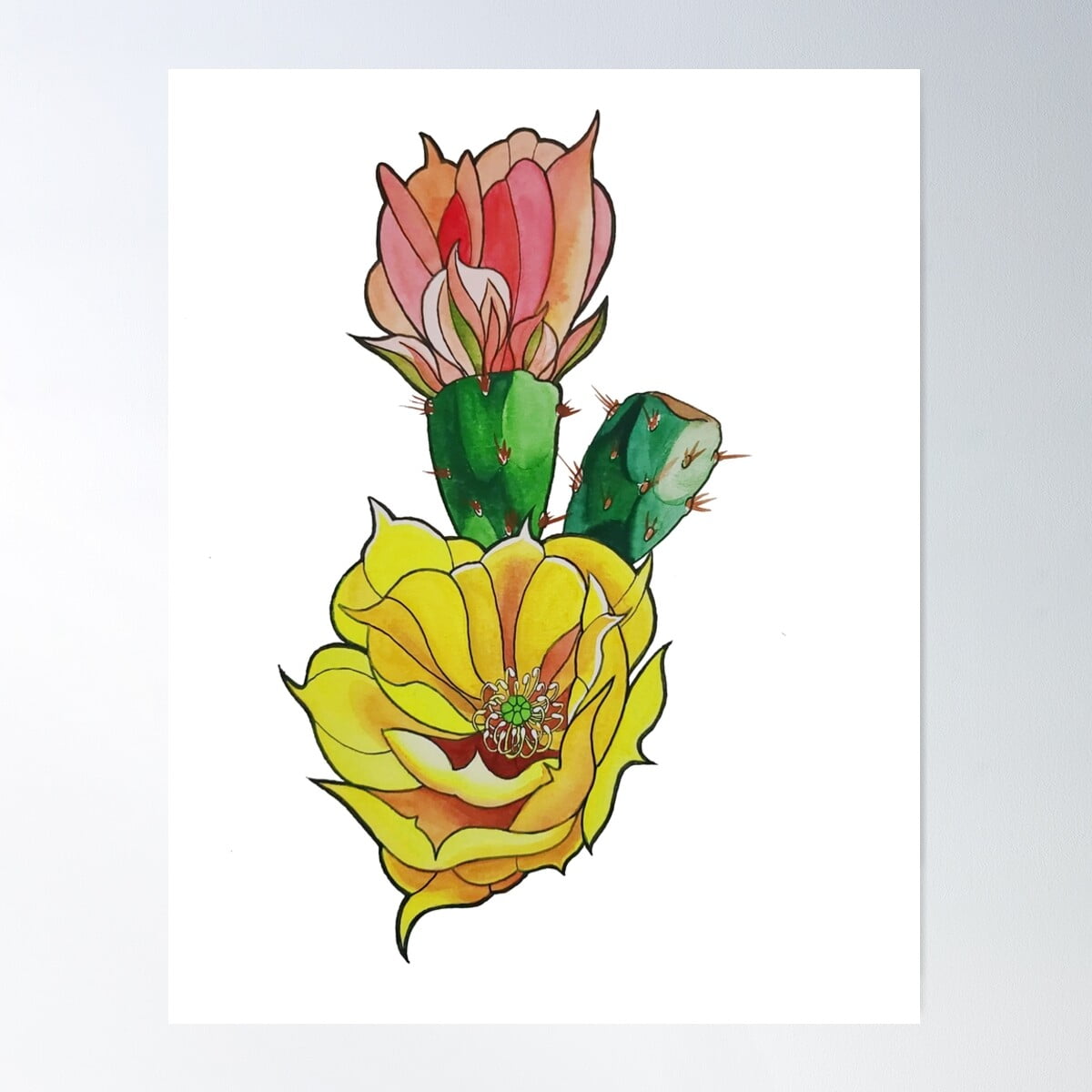 Cactus Flower Poster Wall Art, Modern Wall Decor For Living Room ...