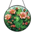 Cactus Flower Stained Glass Style Suncatcher, Window Hanging, Desert ...