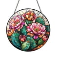 Cactus Flower Stained Glass Suncatcher, Round Desert Bloom Window ...